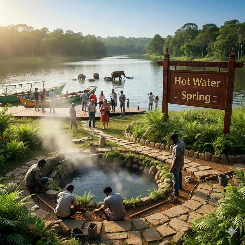 Construction of a hot water spring at Nelumwewa Lake, Welikanda ...